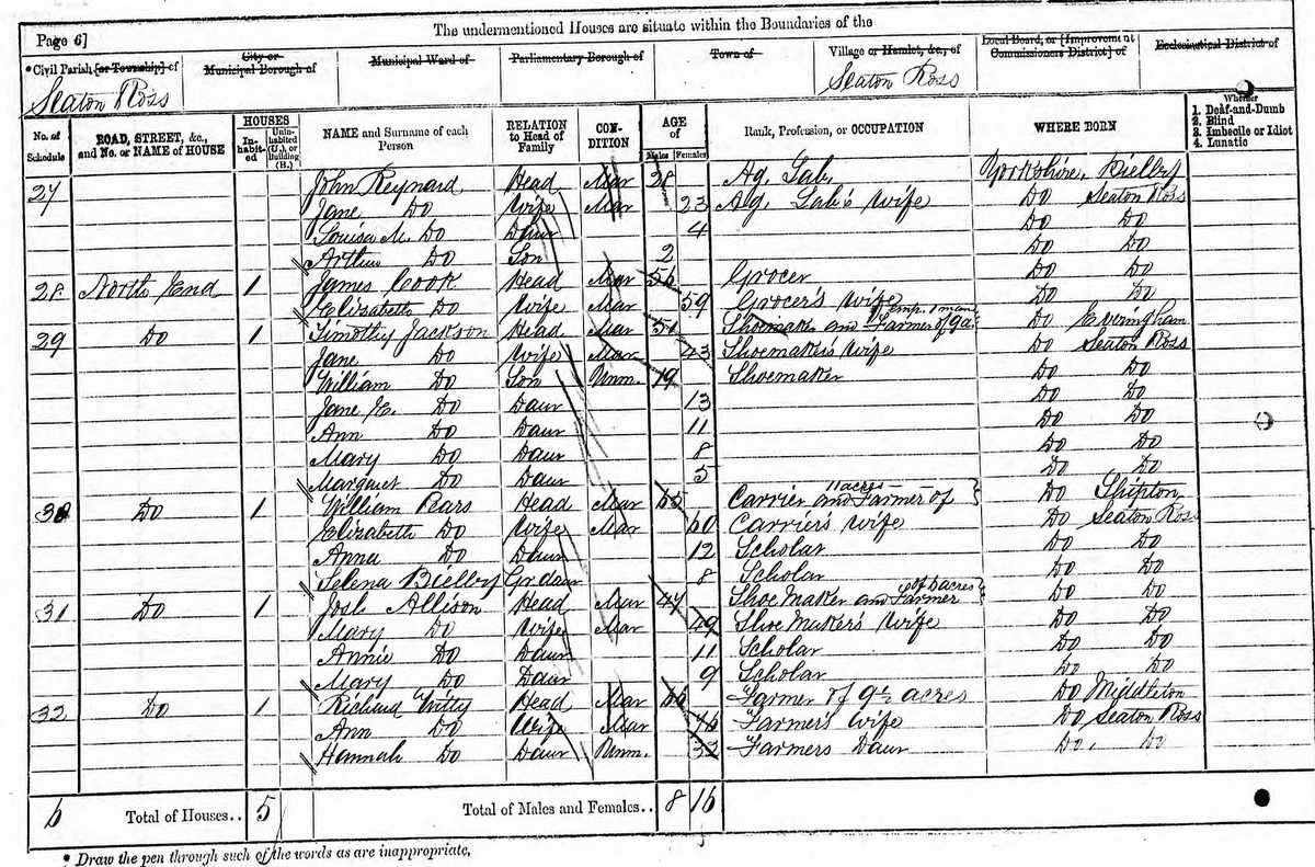 Censuses - Seaton Ross History